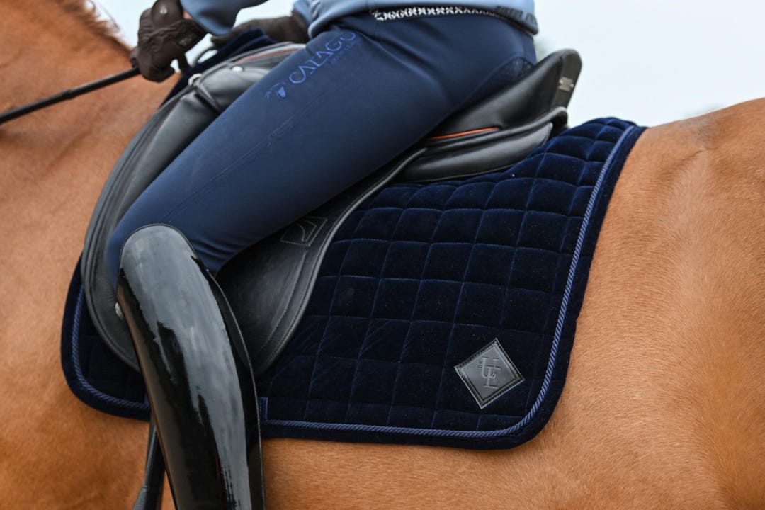 Navy Blue Velvet Dressage Saddle Pad Matchy Matchy | Pony / Cob / Full ...