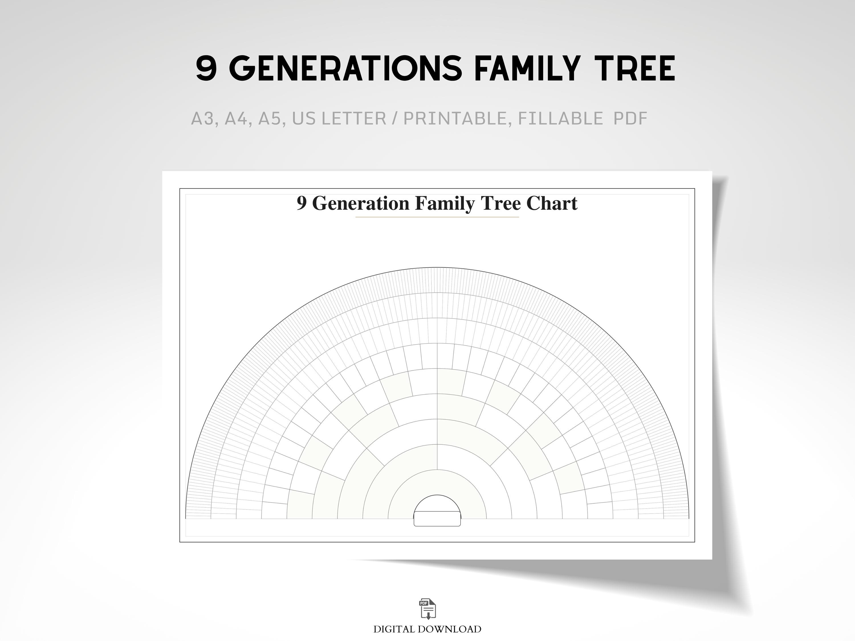 9 Generation Family Tree Chart Printable, Fillable PDF Family Tree ...