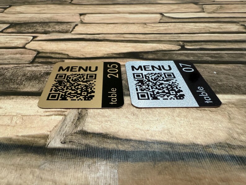 Customizable Aluminum QR Code Table Sign | Restaurant Table Numbers ...