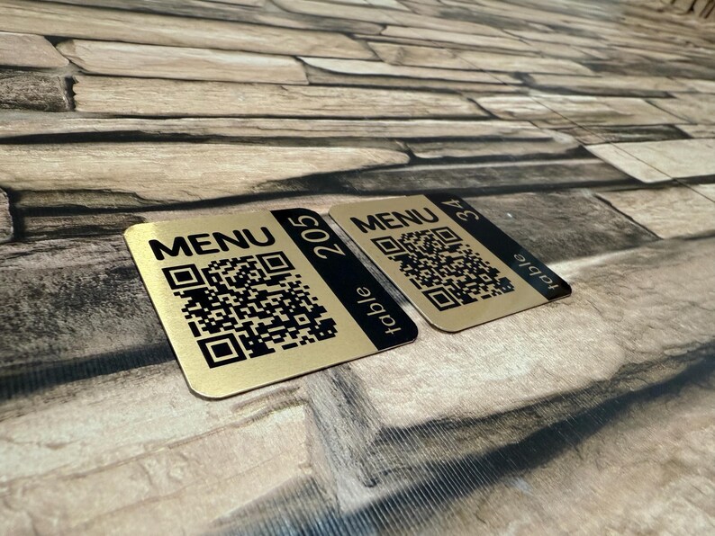 Customizable Aluminum QR Code Table Sign | Restaurant Table Numbers ...