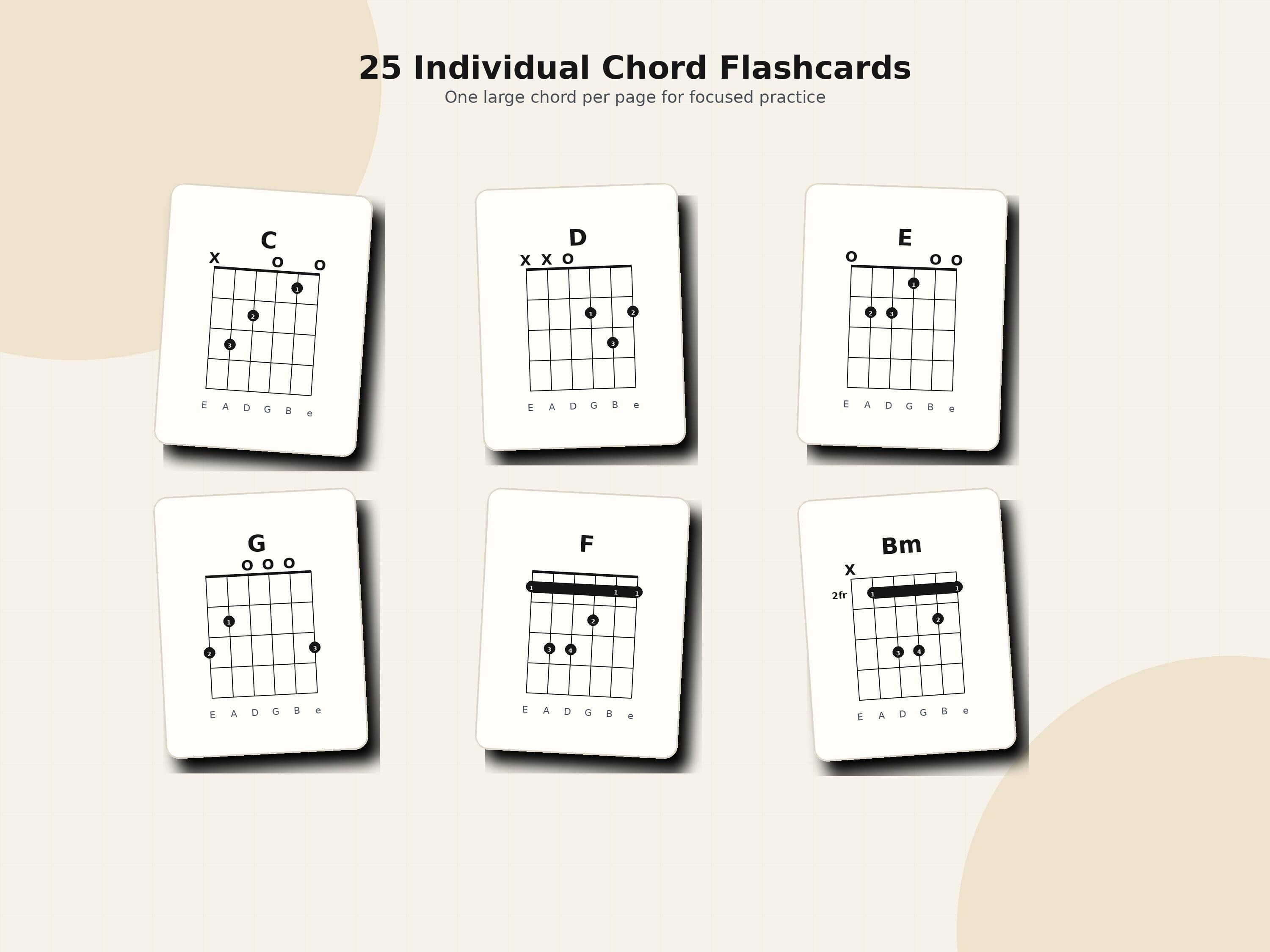 Beginner Guitar Chord Chart Printable PDF, 25 Essential Guitar Chords ...