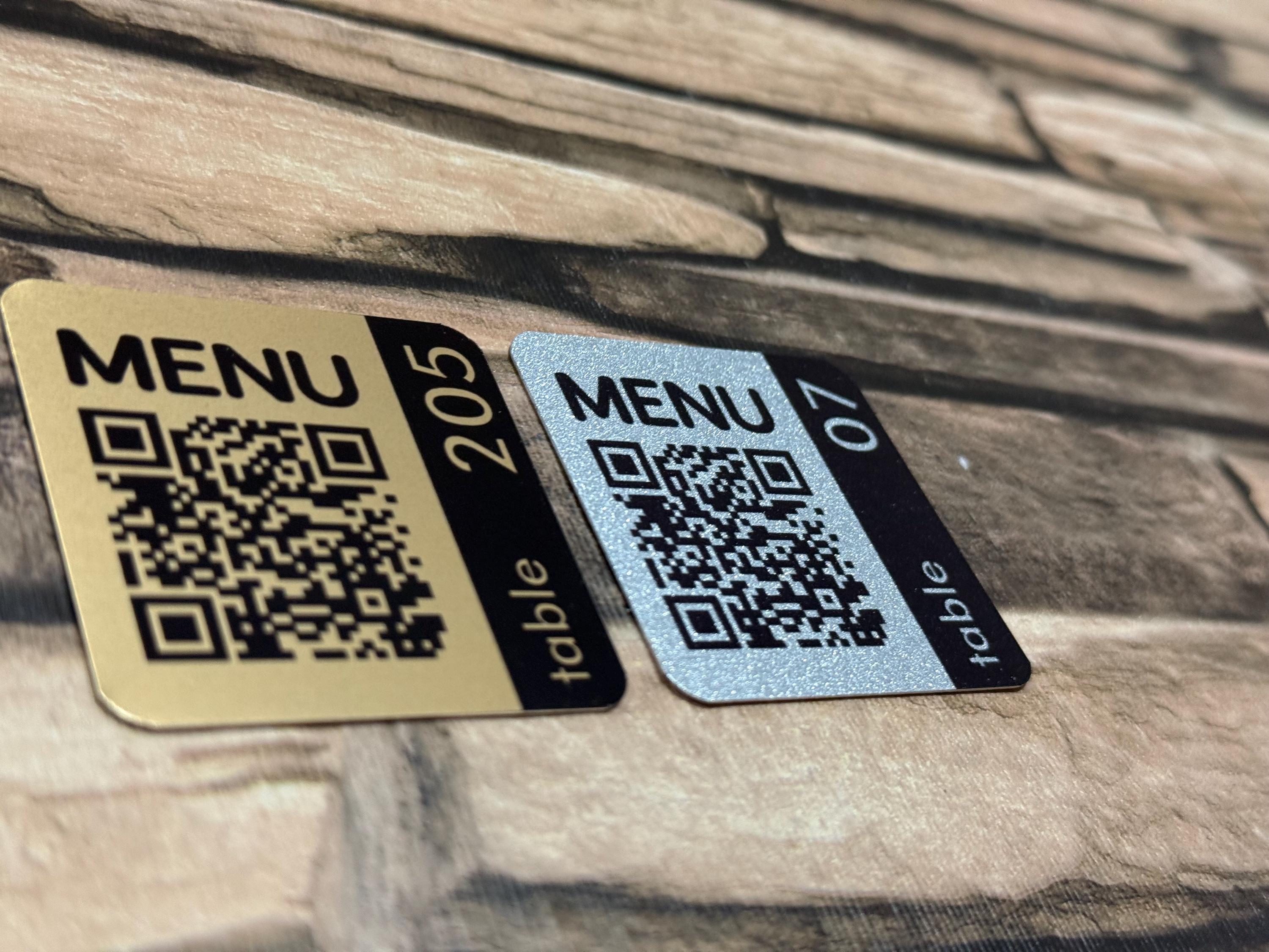 Customizable Aluminum QR Code Table Sign | Restaurant Table Numbers ...