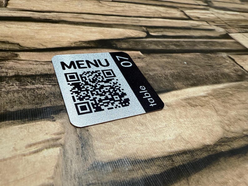 Customizable Aluminum QR Code Table Sign | Restaurant Table Numbers ...
