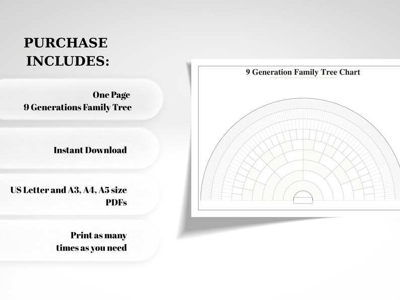 9 Generation Family Tree Chart Printable, Fillable PDF Family Tree ...