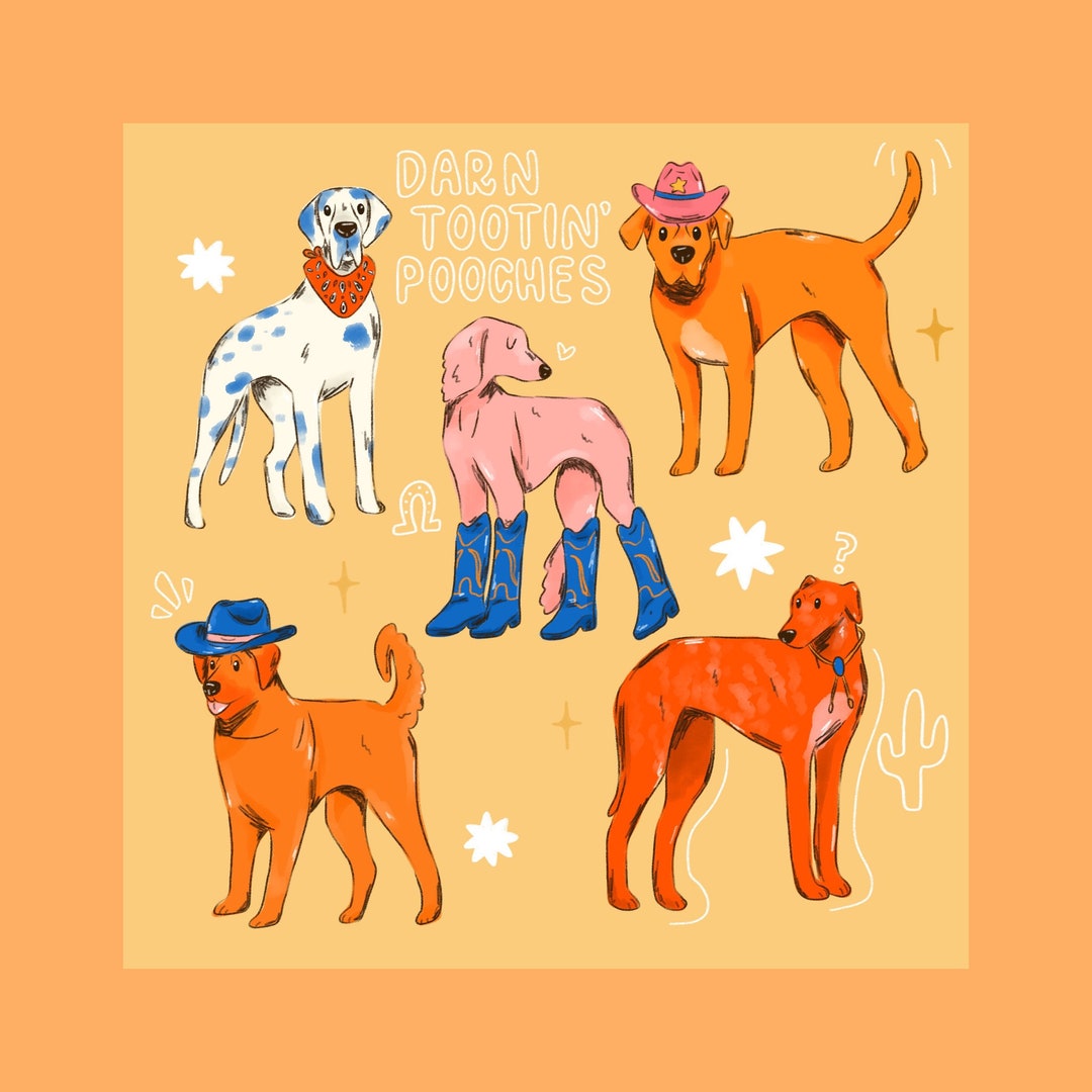 Cowboy Dogs Darn Tootin' Pooches Print - Etsy