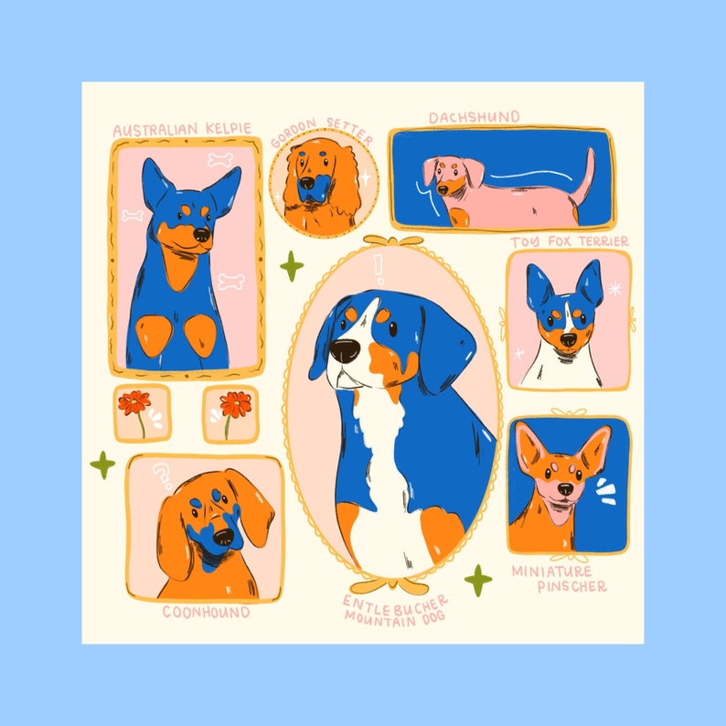 Dogs With Eyebrows Print - Etsy