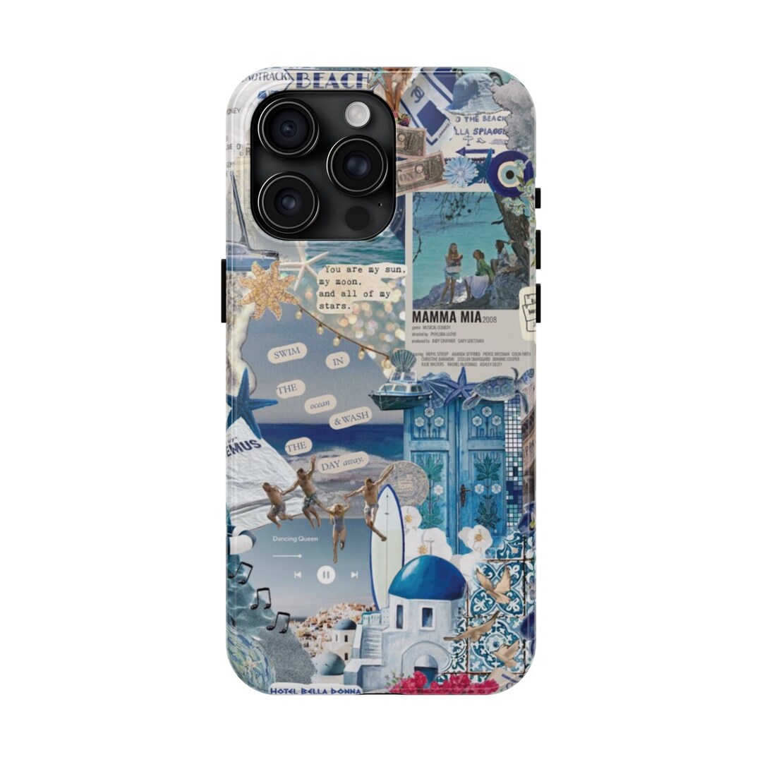 Santorini Collage Phone Case, Coastal Aesthetic iPhone 11 12 13 Mini 14 ...