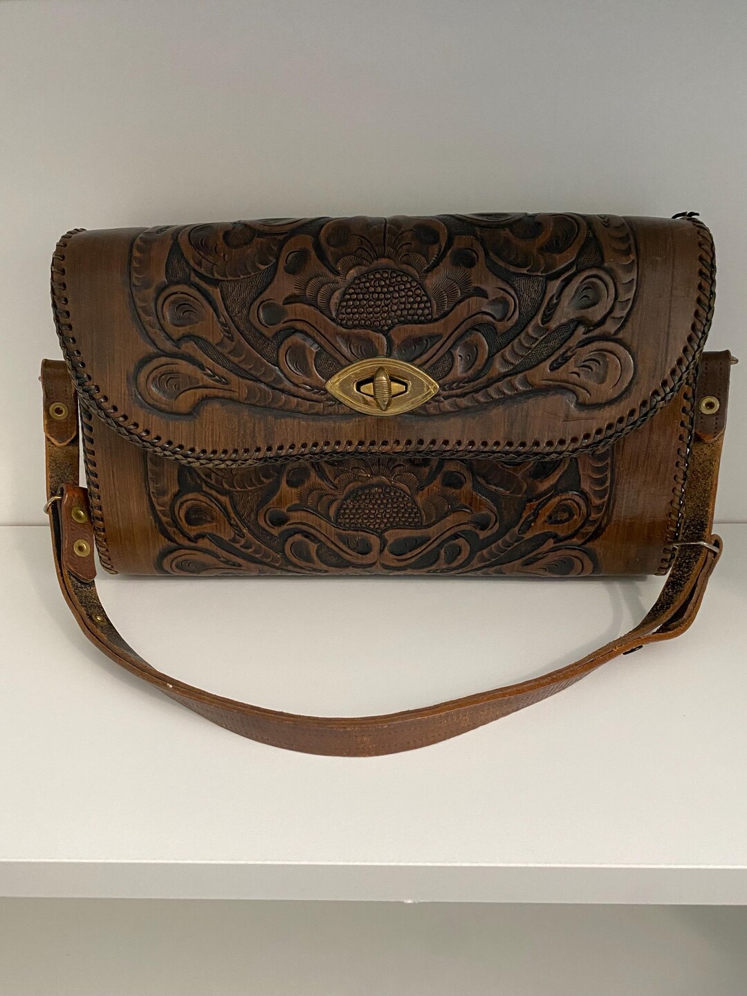 Vintage Large Hand Tooled Leather Joo-kay Purse - Etsy