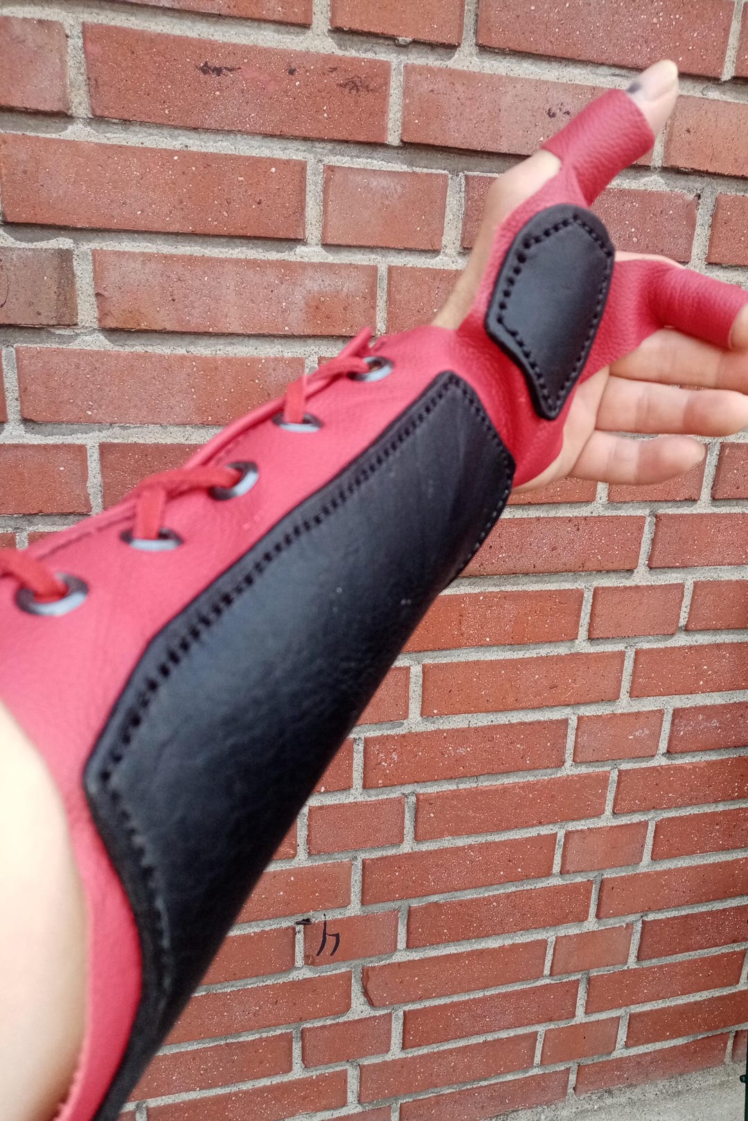 Leather Archer's Arm Guard in Red and Black - Etsy
