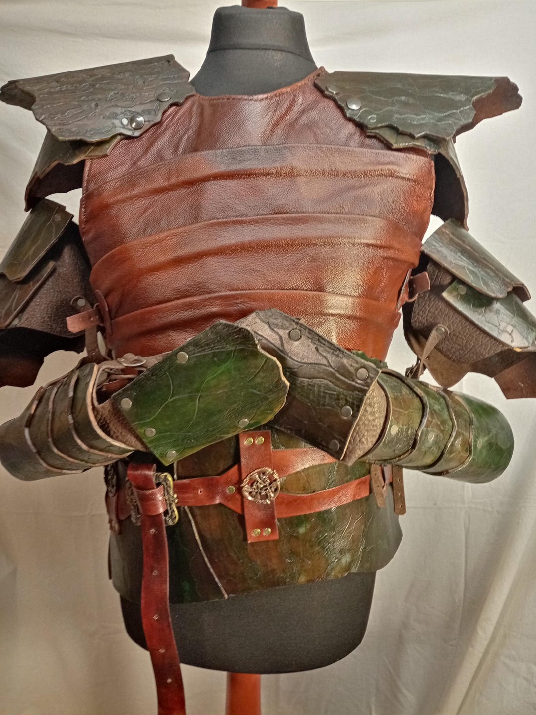 Handmade, Hand-stitched Armor for Men Made of Leather in Wood Bark Look ...