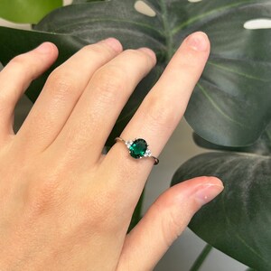 Oval Emerald Green Stone Ring in Sterling Silver, Women's May ...
