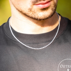 Silver Chain for Men | Mans 3mm Rope Chain | 20 Inch Rope Chain | Mens ...