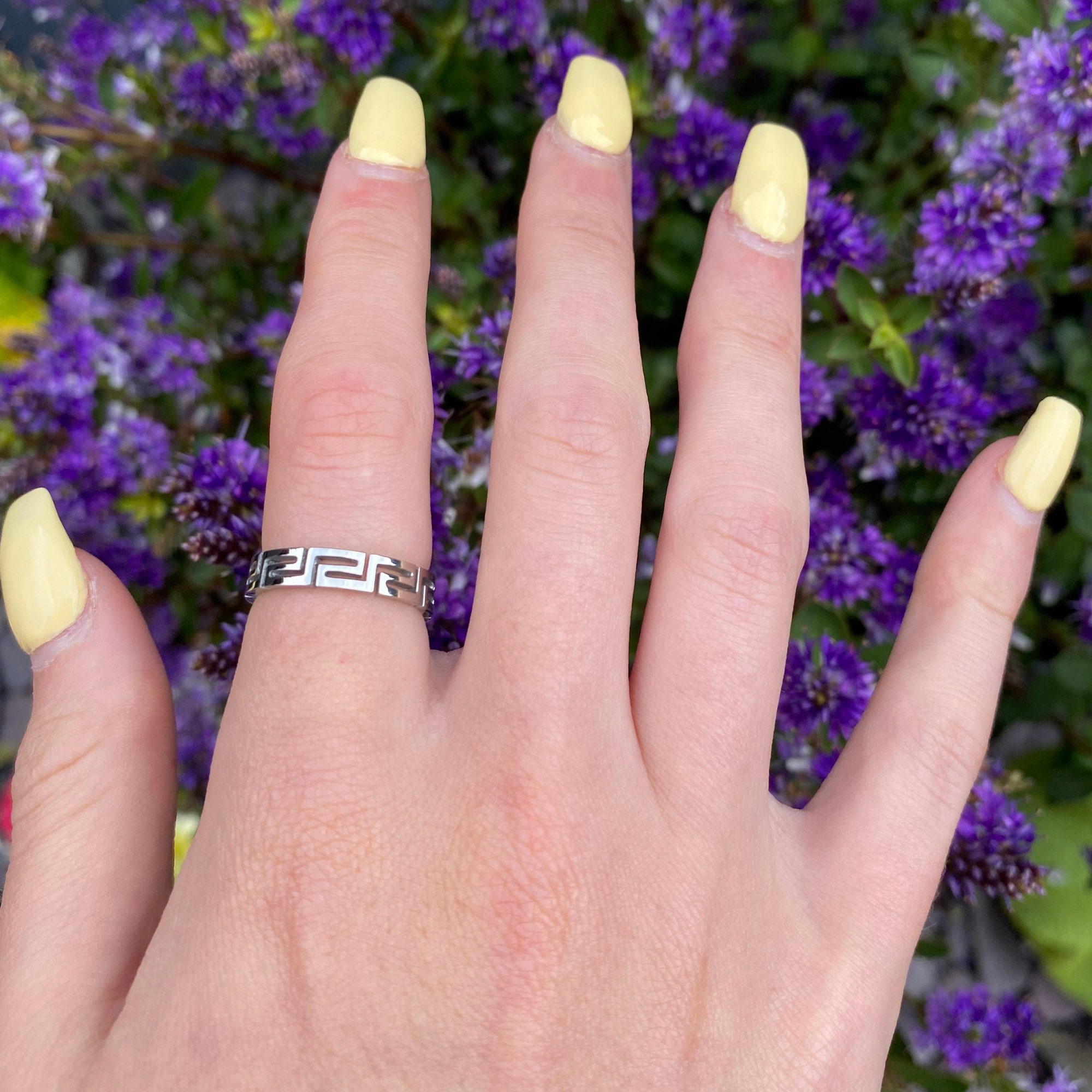 Greek band ring womans Rings Silver Stainless Steel Ring | Etsy