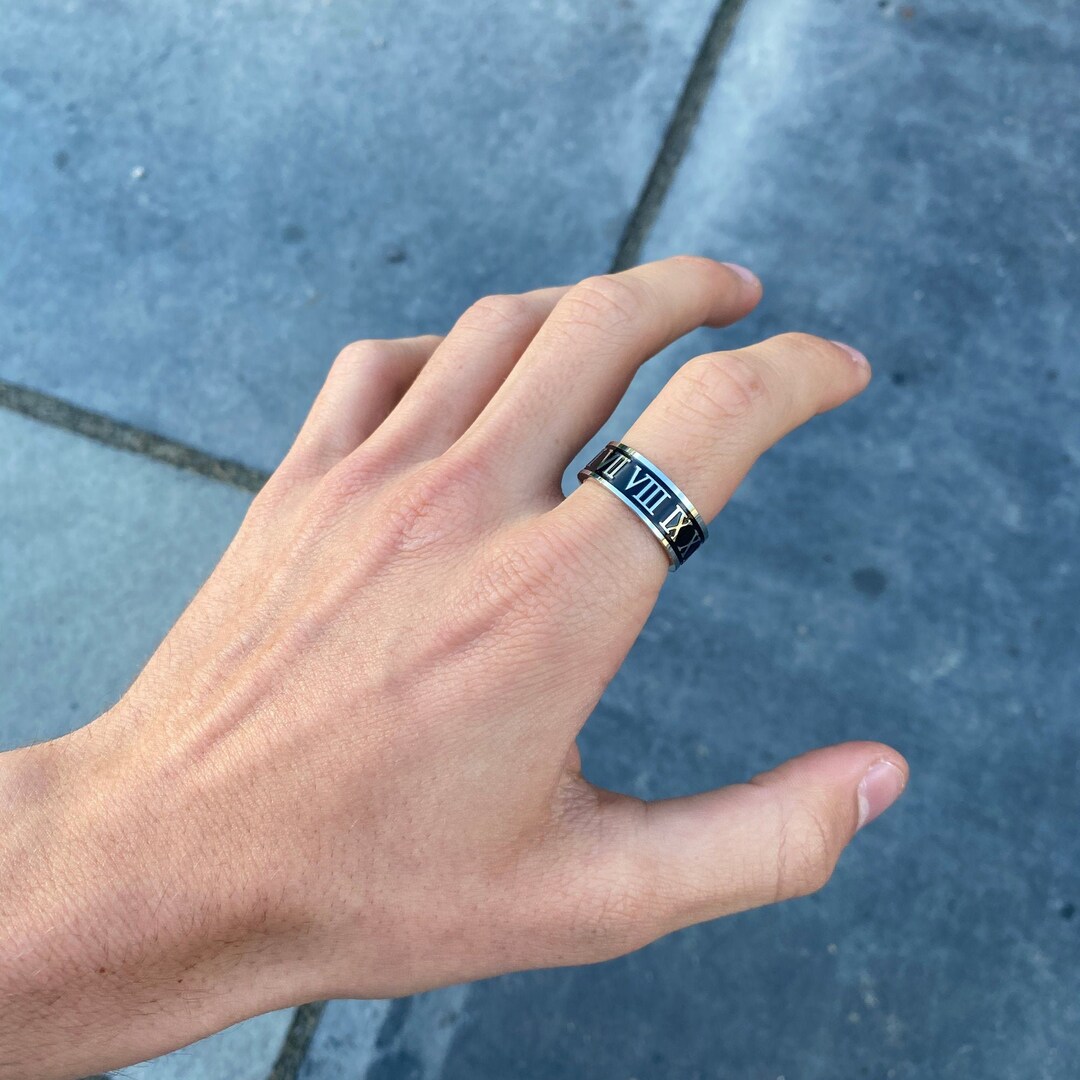 Roman Numerals Band Ring Numerals Band Ring Mens and - Etsy