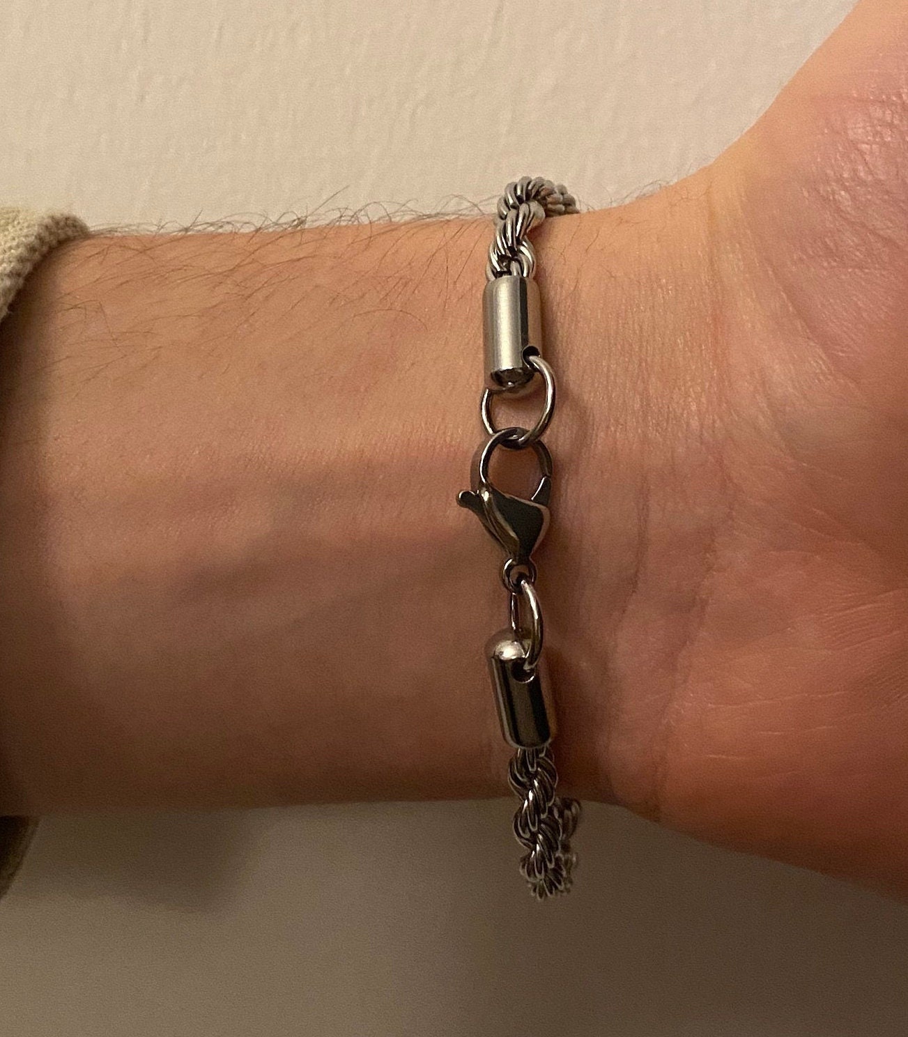 Silver Mens Twisted Rope Bracelet 5mm Rope Chain Bracelet Mens - Etsy