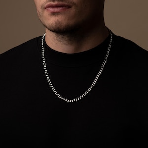 Silver Personalized Custom Name 5mm Curb Chain Necklace for Unisex, Men ...