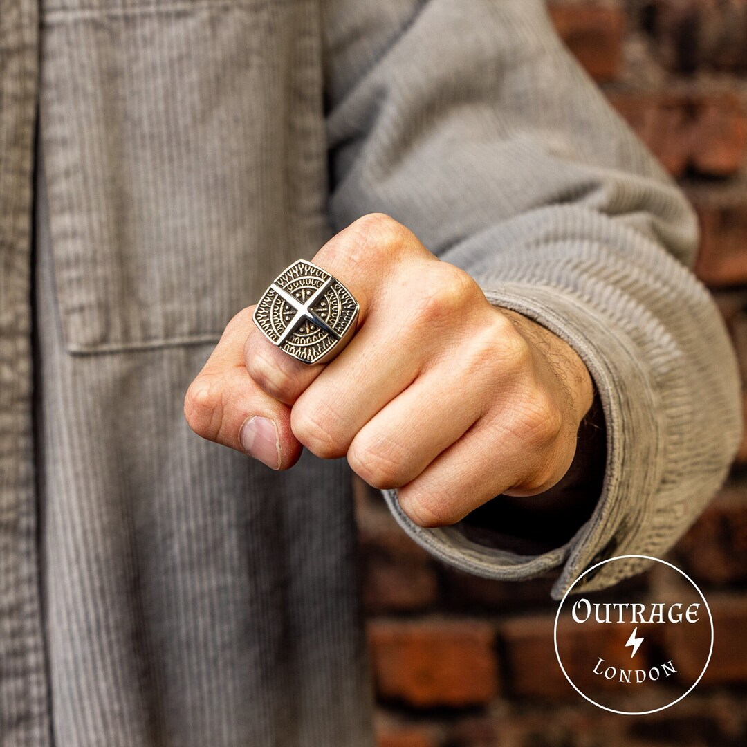 Large Nautical Signet Ring in 316L Stainless Steel Compass - Etsy