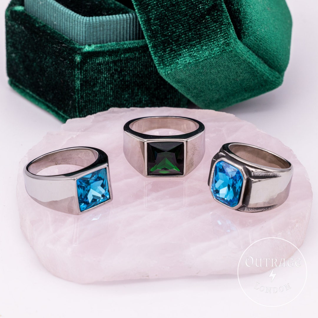 Sky Blue Brazilian Signet Ring Statement Rings for Mens and Woman ...