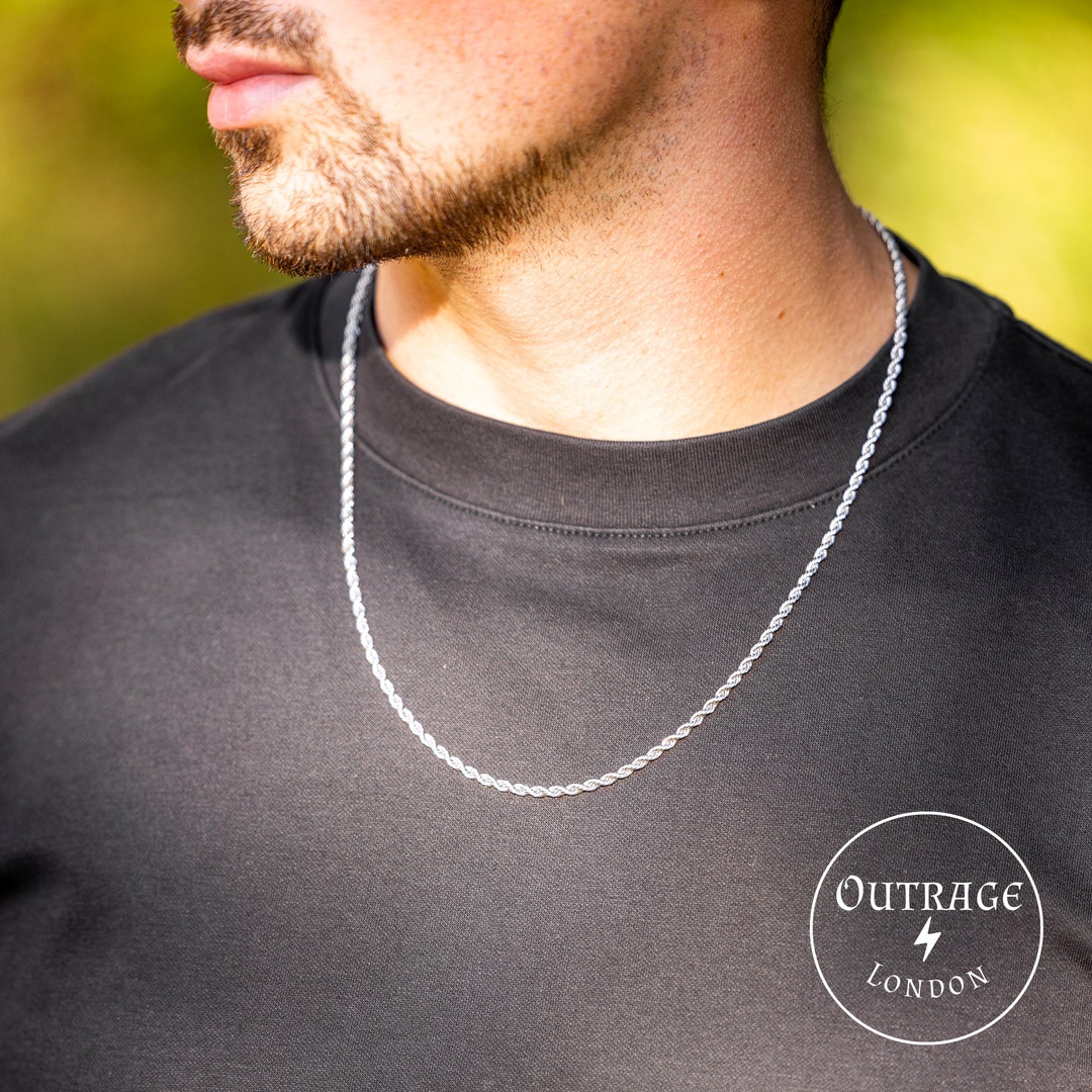 Silver Chain for Men | Mans 3mm Rope Chain | 22 Inch Rope Chain | Mens ...