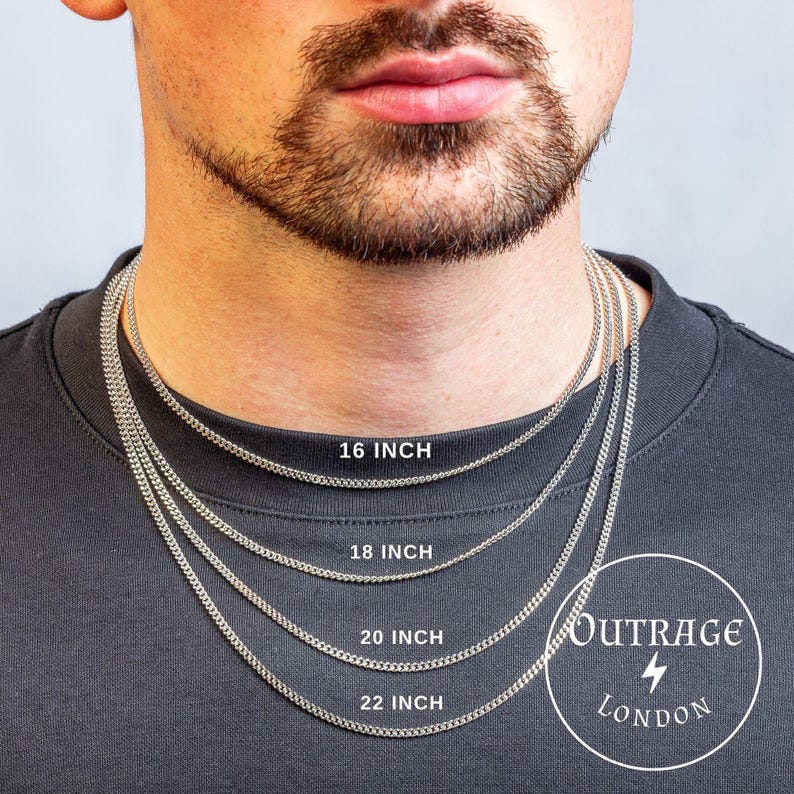 Mens Silver Necklace Chain | Choker Curb Chain 3mm Stainless Steel ...