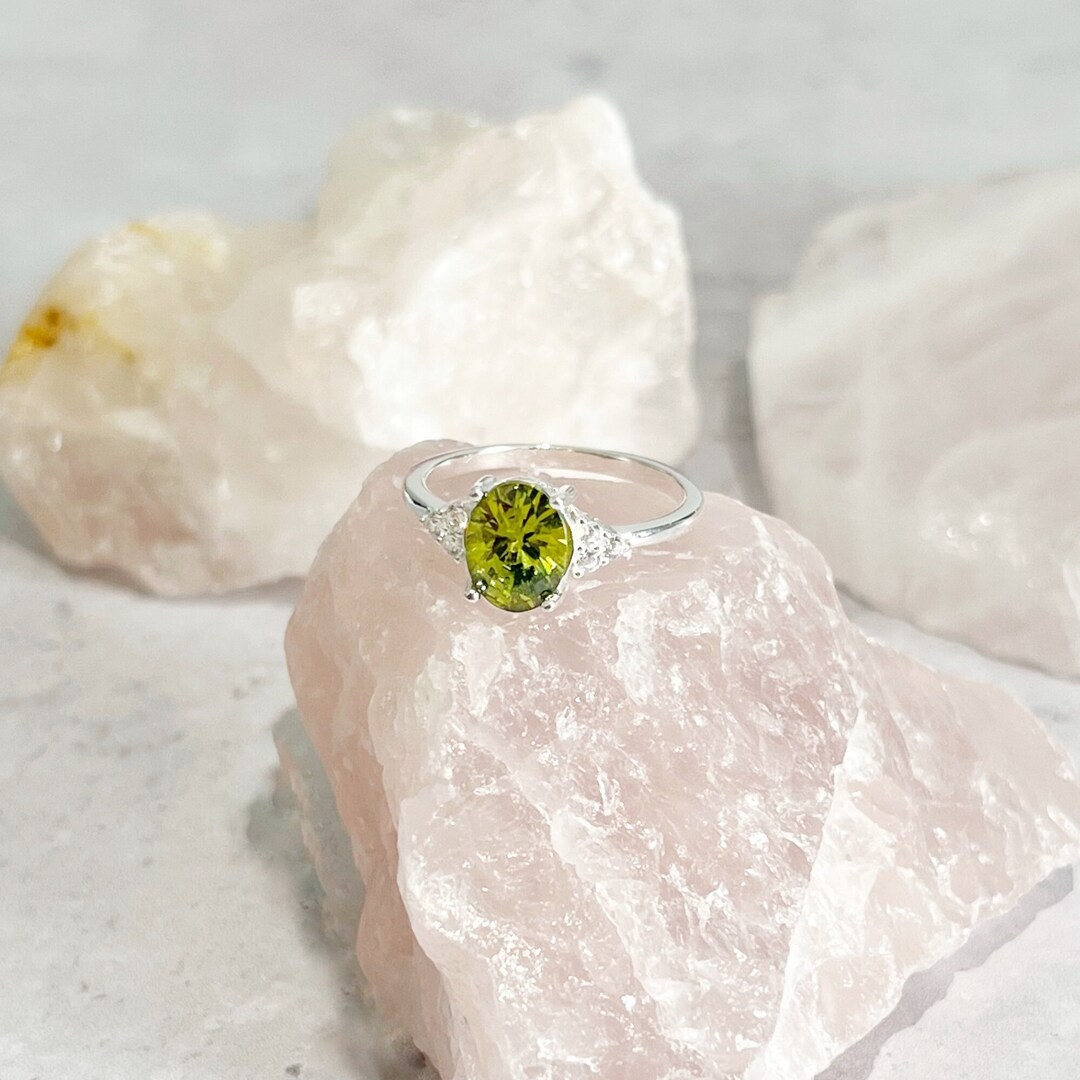 Genuine Peridot Ring in Sterling Silver, Premium 925 Silver, Womans ...