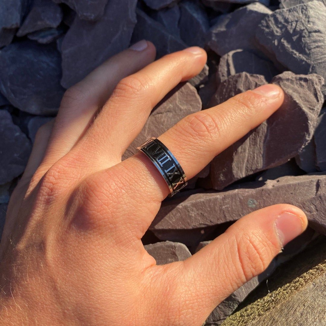 Roman Numerals Band Ring Numerals Band Ring Mens and - Etsy
