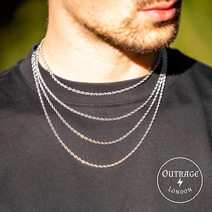 Silver Chain for Men | Mans 3mm Rope Chain | 20 Inch Rope Chain | Mens ...