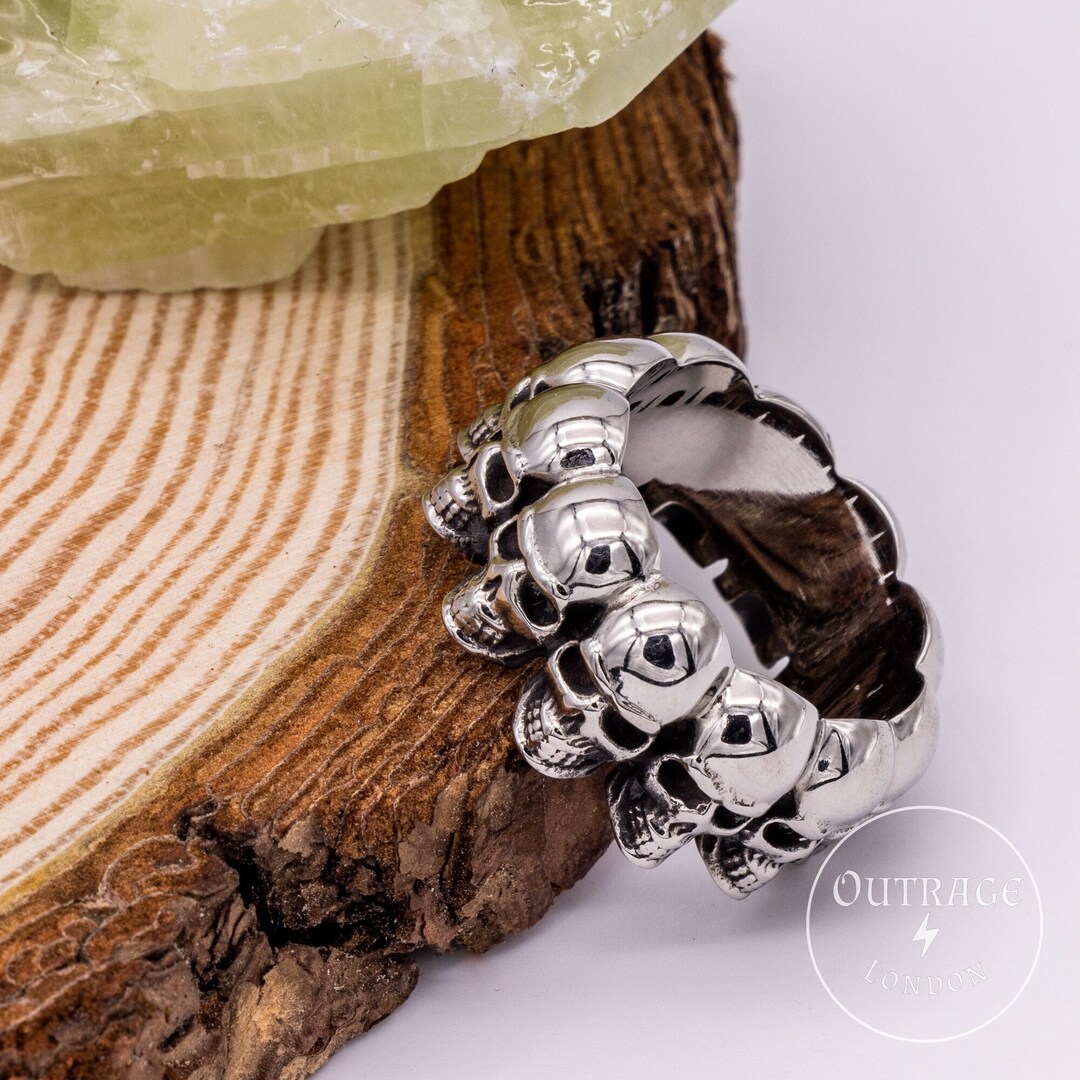 Multiple Skull Face Band Ring Skull Gothic Jewellery Skull Head Ring ...