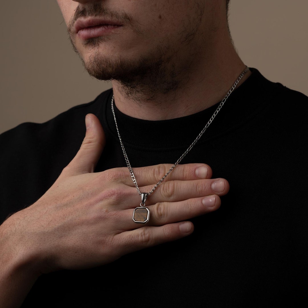 Silver Tigers Eye Necklace, Mens Woman Unisex Silver Gemstone Necklace ...