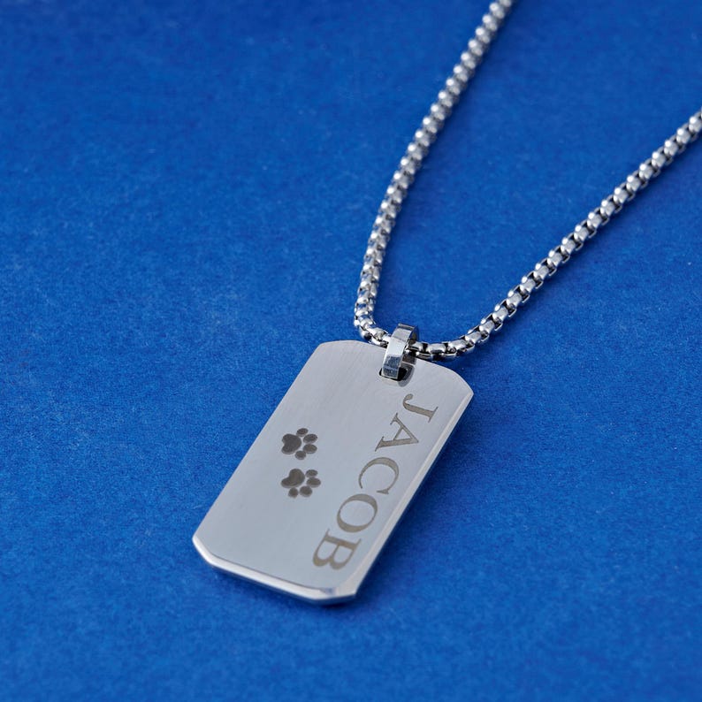 Personalized Stainless Steel Dog Tag Necklace: Custom Engraved Cuban ...