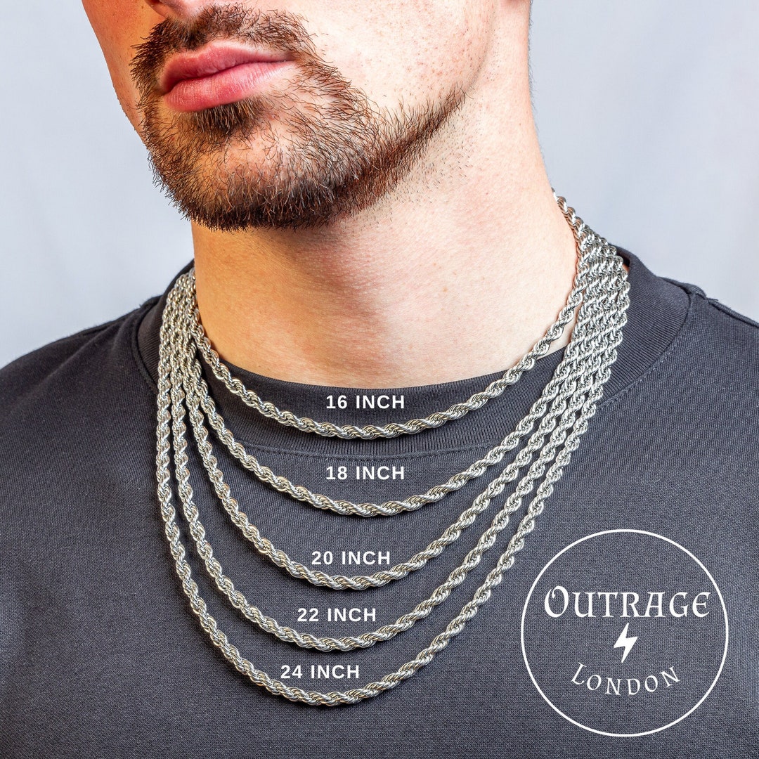Silver 5mm Rope Chain, Chunky Necklace Mens and Womans Chains ...