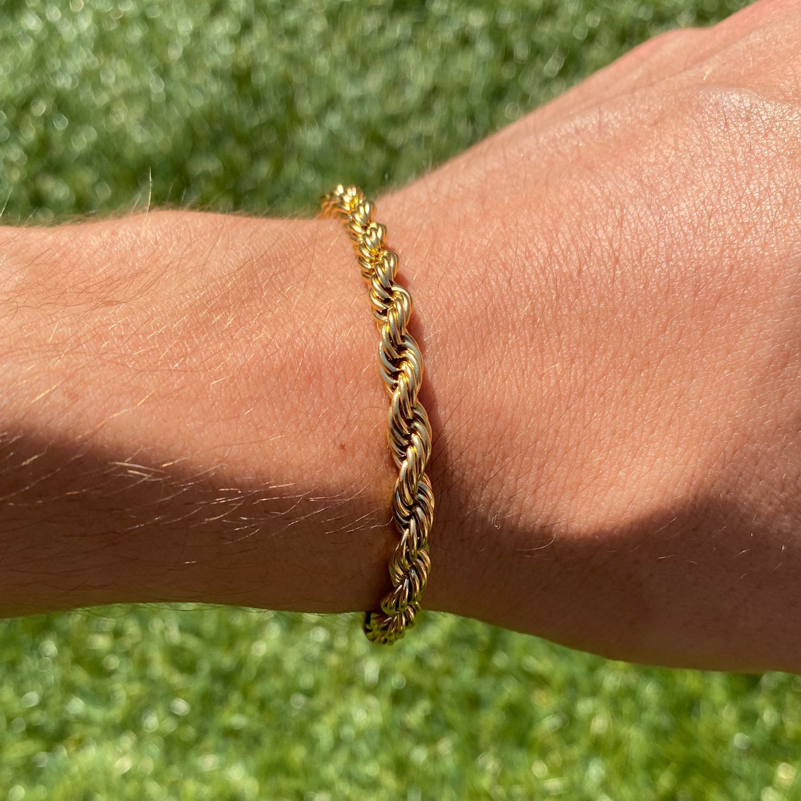 Gold and Silver Mens Rope Bracelet 5mm Rope Chain Bracelet - Etsy UK