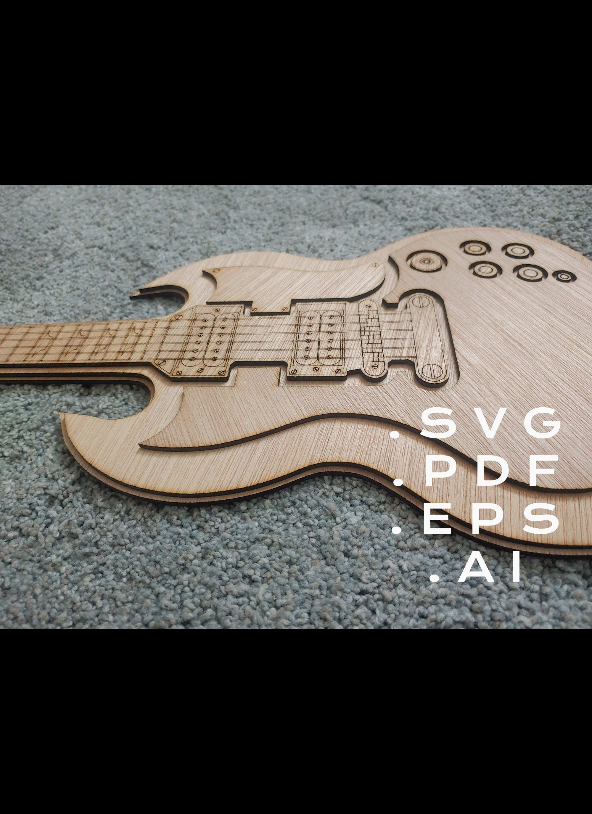 Digital File - 3d Gibson SG Guitar Laser Cut Art Piece for -svg-pdf-ai ...