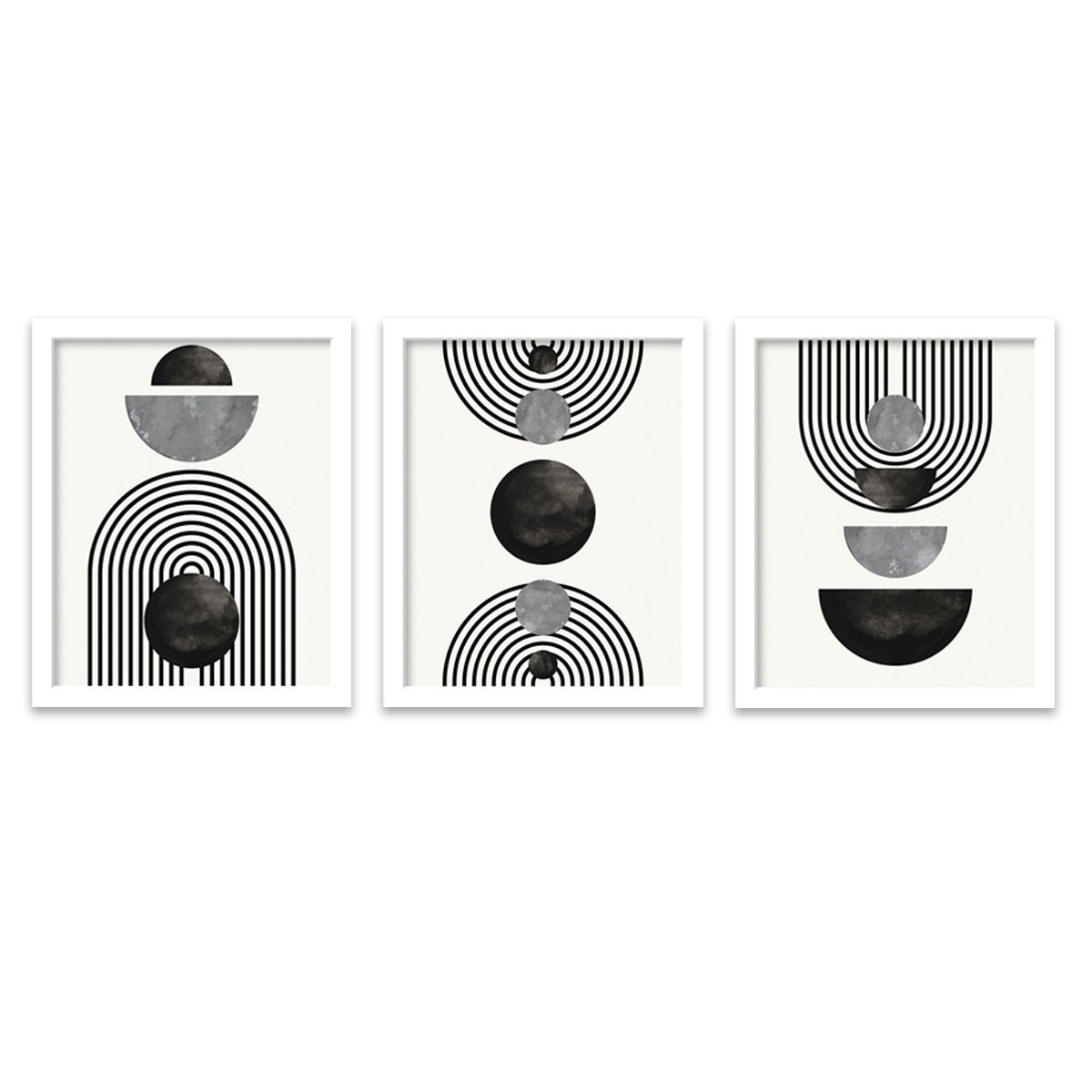 Black and White Geometric Wall Decor Mid Century Modern Wall - Etsy
