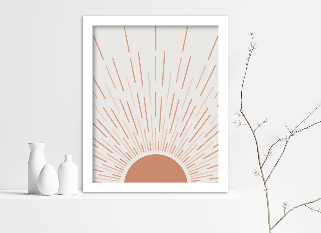 Boho Sun Print, Digital Download Wall Art, Terracotta Modern Art ...