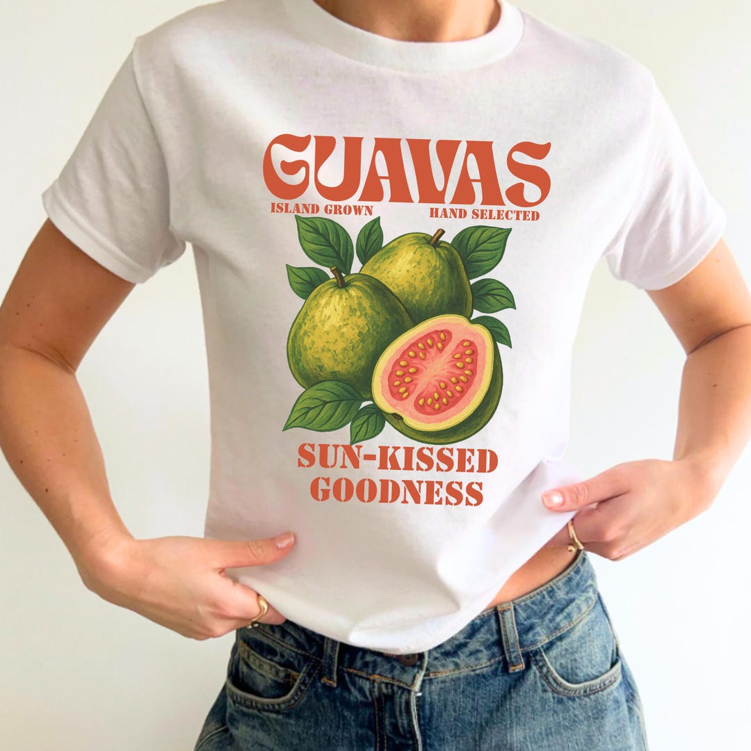 Guava Graphic Baby Tee: Retro Fruit Label Y2K Style - Etsy