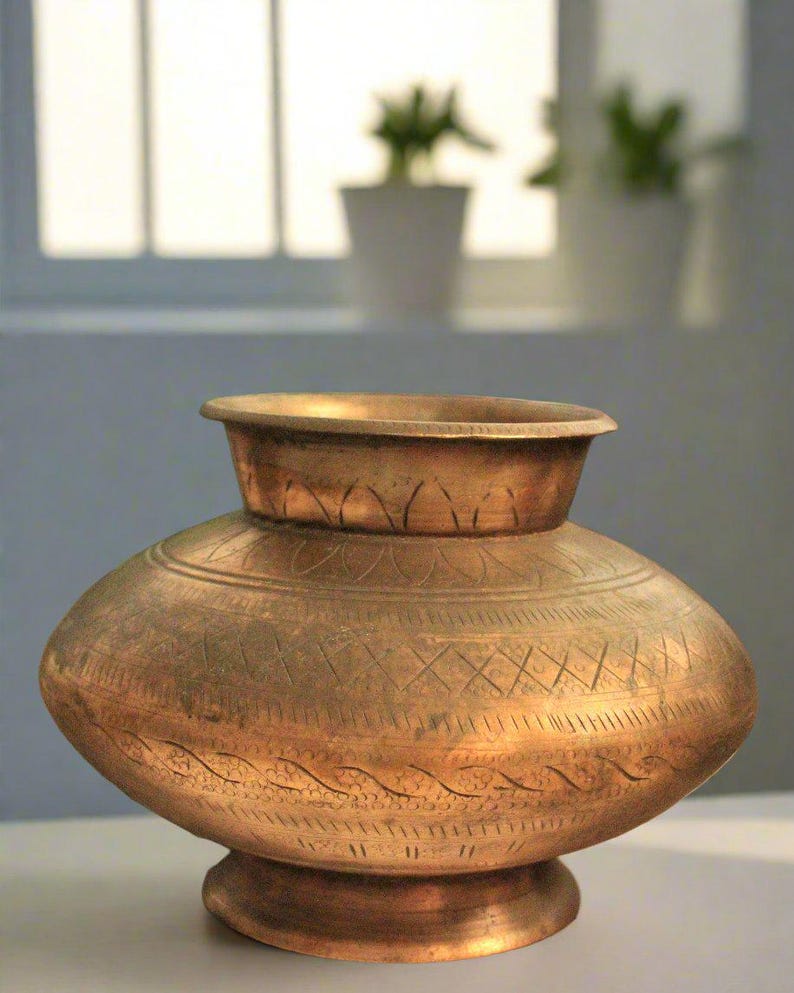 Vintage Indian Brass Water Pot - Etsy