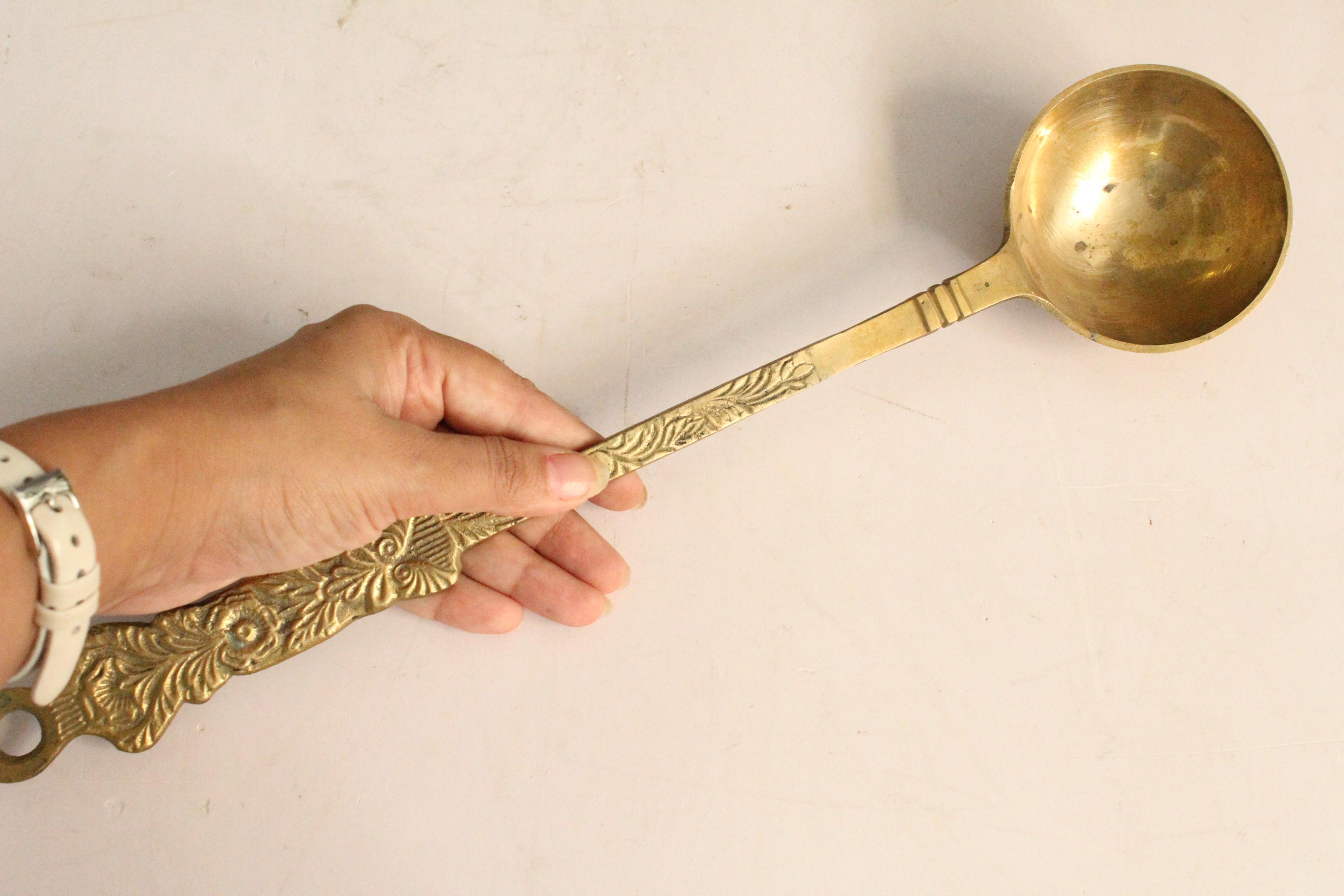 Vintage Brass Ladle With Floral Handle - Unique Kitchen Decor - Etsy