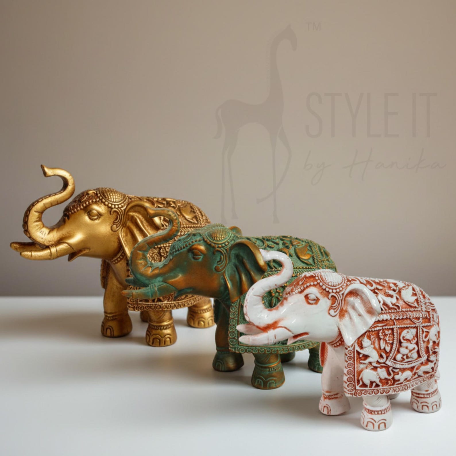 Antique Style Elephant Statue - Vintage Animal Figurine, Unique ...