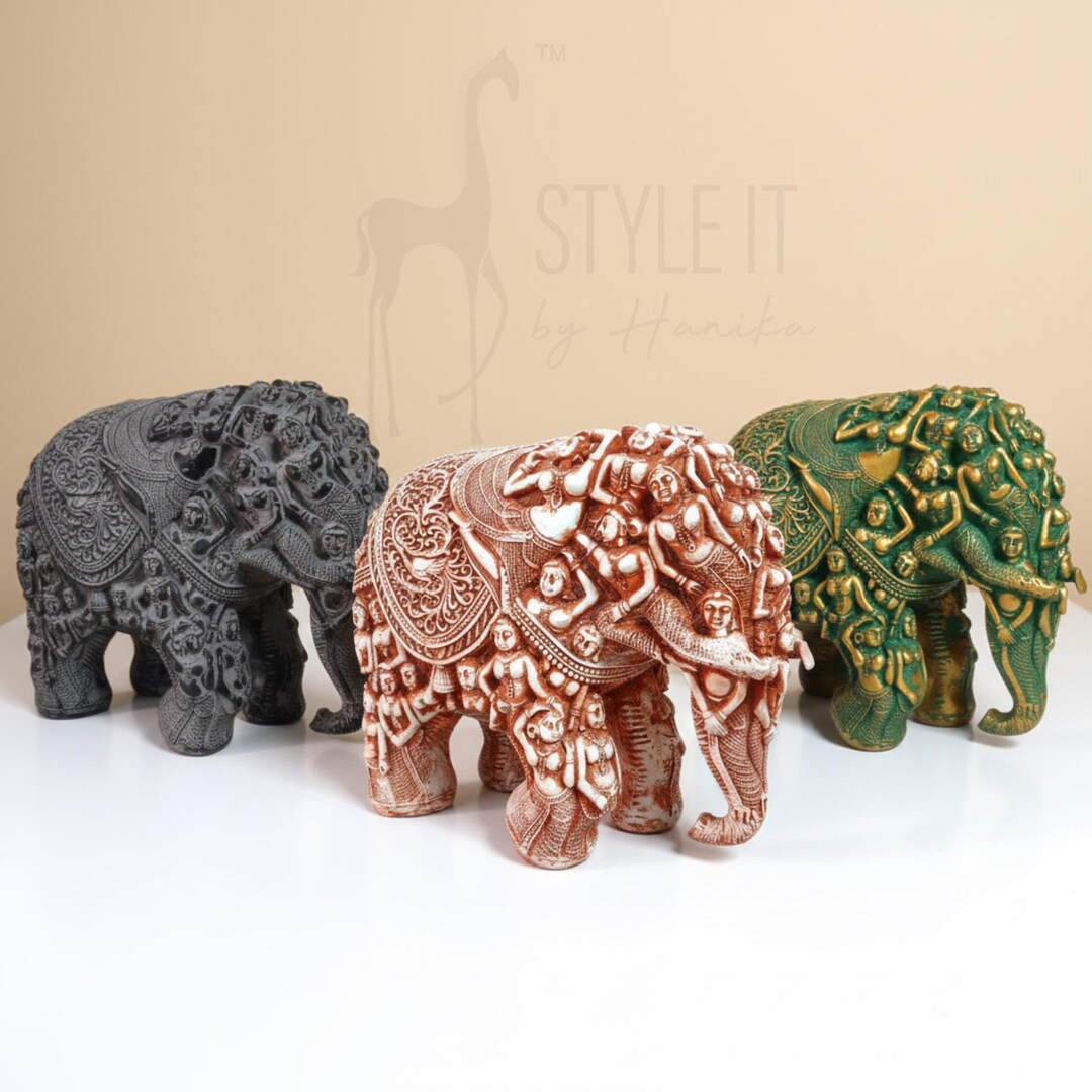 Poly Resin Tribal Airavat Elephant Statue in Stone Finish - Etsy