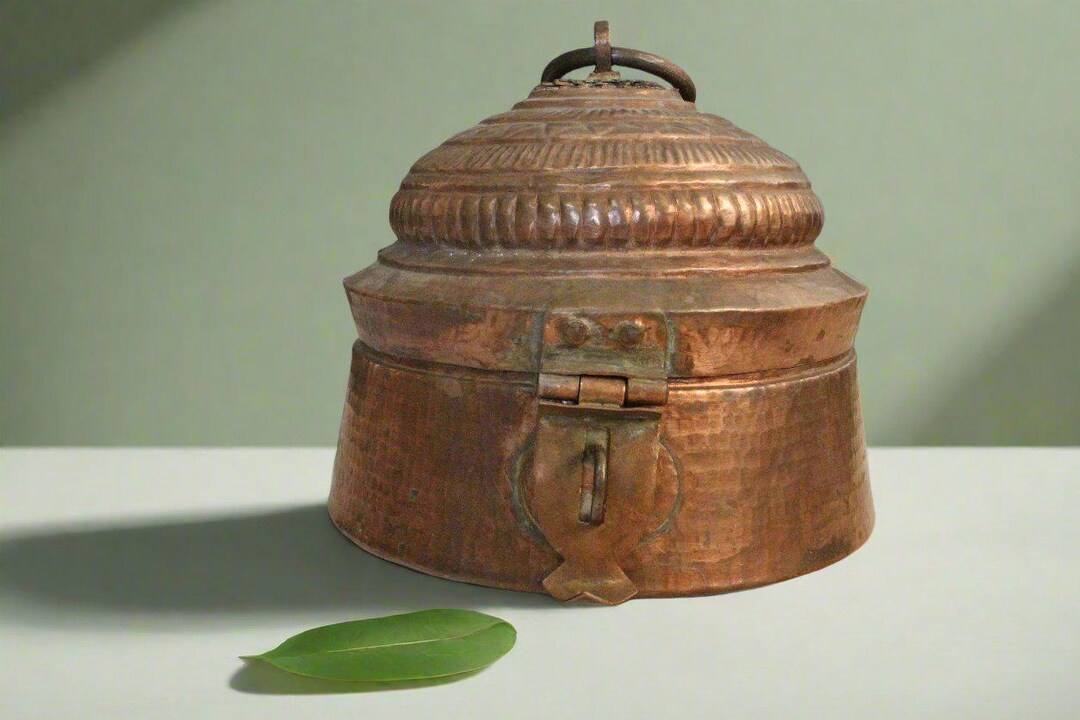 Vintage Copper Chapati Storage Box / Storage Pot / Food Pot With a ...