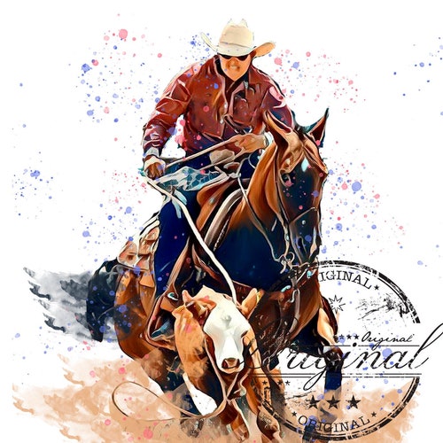 Team Roping SVG Team Roper Svg Watercolor Sublimation Digital - Etsy