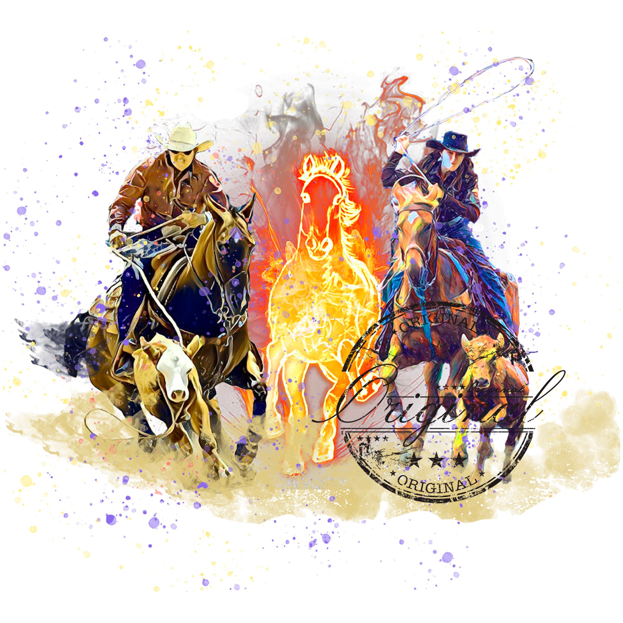 Team Roping Paintings