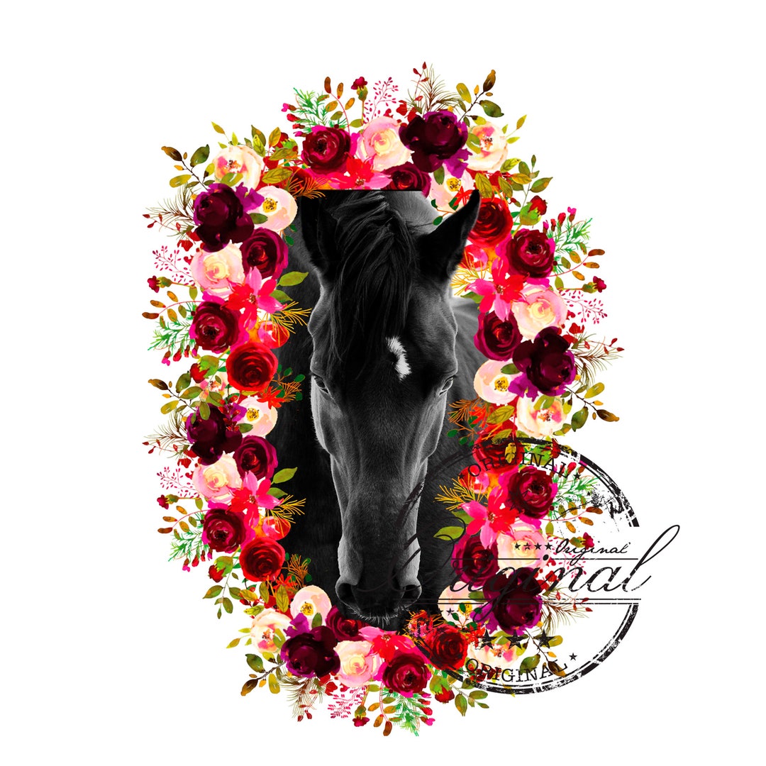 Horses Flower Png, Horse Watercolor Sublimation Digital Download ...