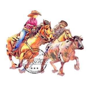 Roping Horse Png, Rodeo Svg, Team Roper Svg Watercolor Sublimation ...