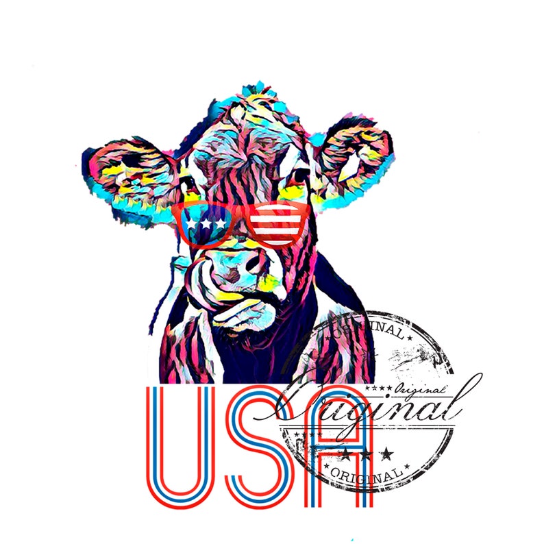 Cow USA Svg Cow Waterslide Sublimation Digital Download 4th - Etsy