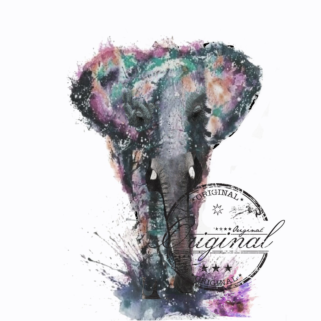 Elephant Png, Elephant Watercolor Sublimation Digital Download ...