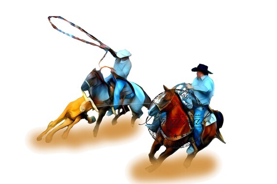 Team Roping SVG Team Roper Svg Watercolor Sublimation Digital | Etsy