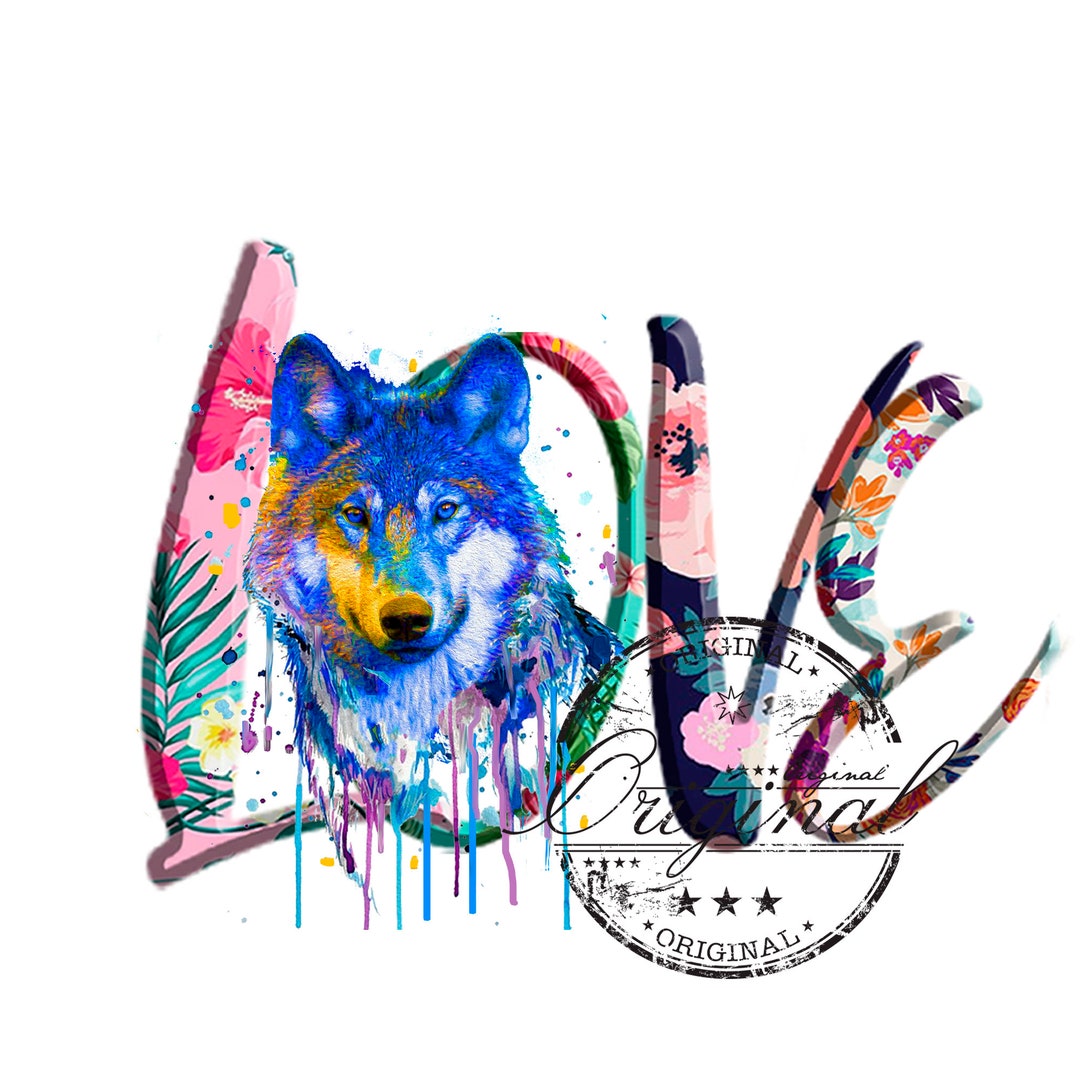 Love WOLF Svg, WOLF Watercolor Sublimation Digital Download, WOLF ...