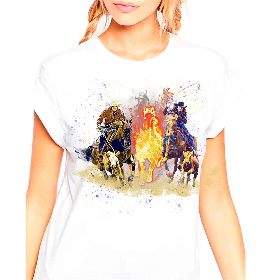 Team Roping Woman SVG Team Roper Girl Svg Watercolor - Etsy